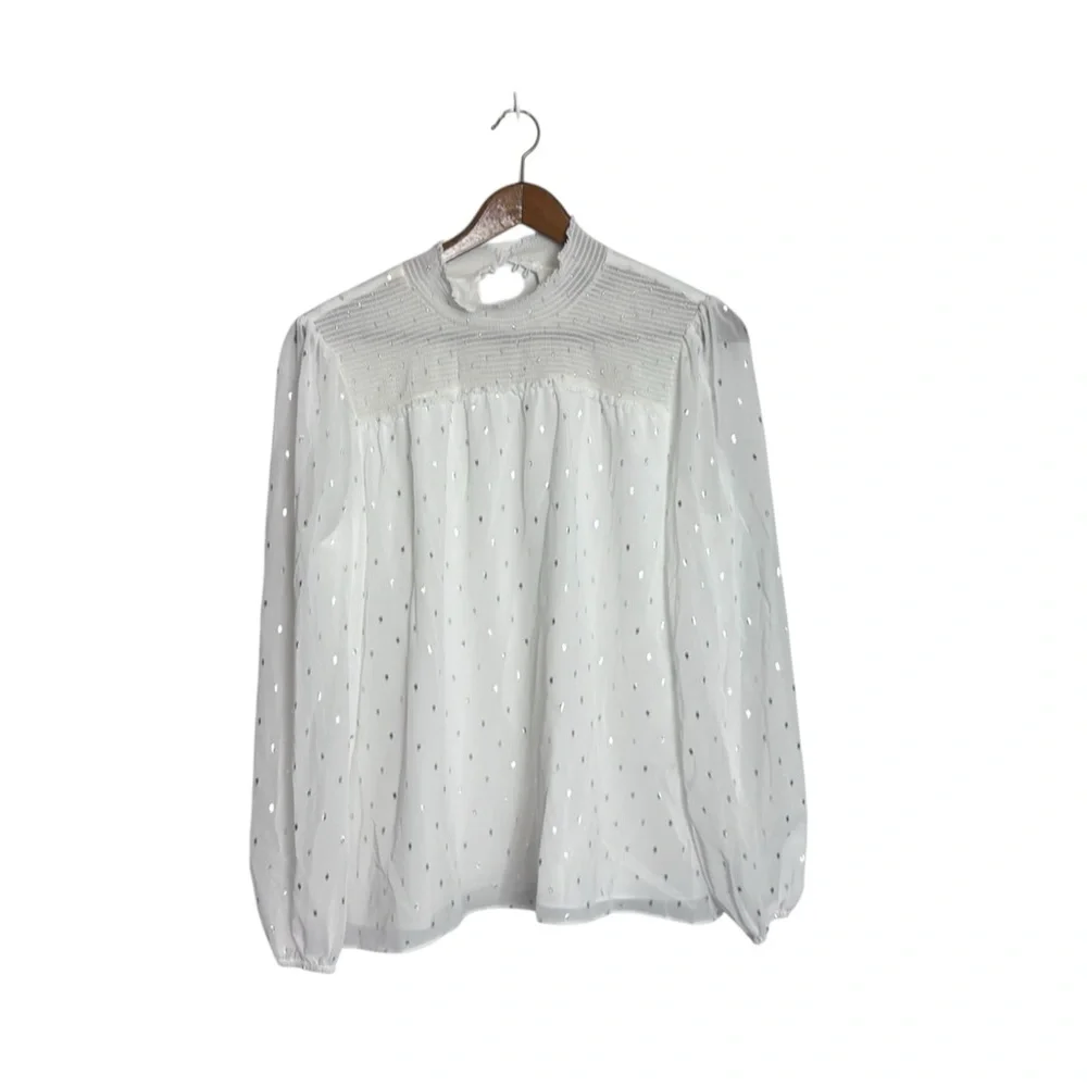 White House Black Market | Tops | White House Black Market White Silver ...